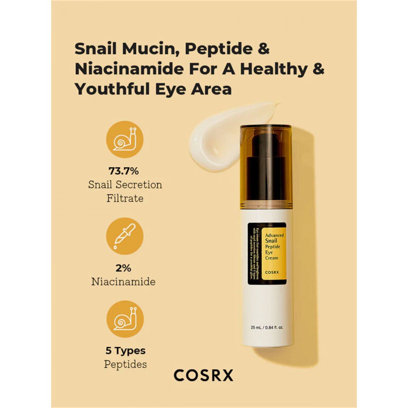 Cosrx Advanced Snail Peptide Eye Cream 25Ml | Veela Beauty - Let`s Glow Up
